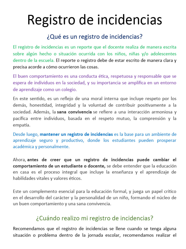 Registro de Incidencias | PDF