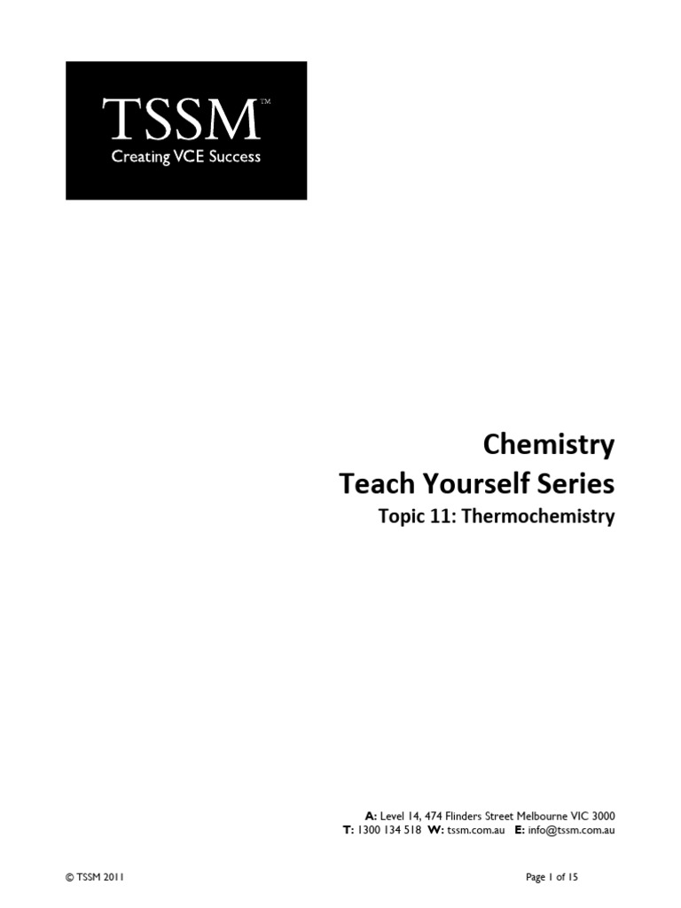 TSSM Topic 11 | Download Free PDF | Chemical Reactions | Enthalpy