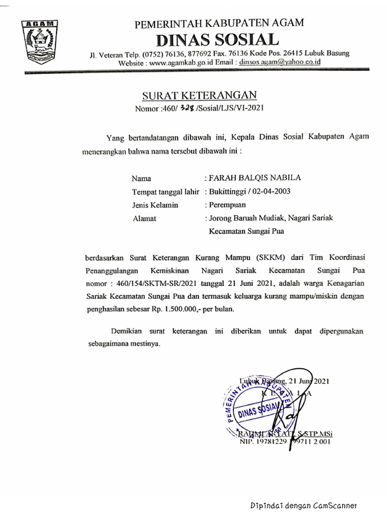 SKTM Nabila Dinsos | PDF