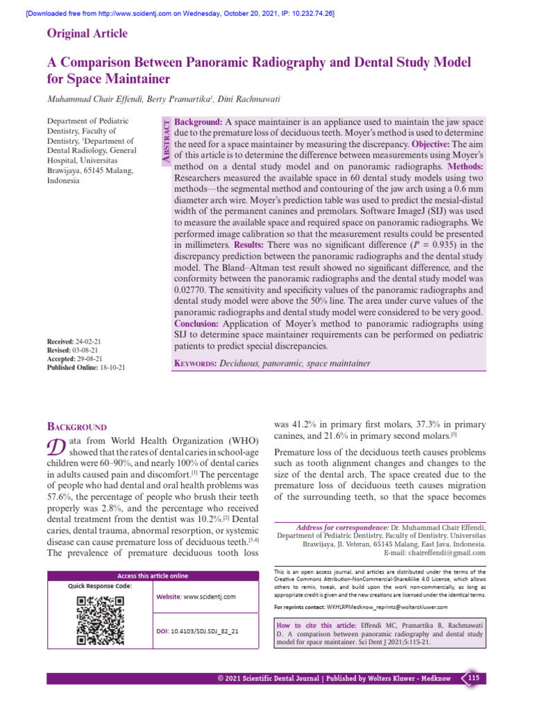 A Comparison Between Panoramic Radiography and Den | PDF | Sensitivity ...