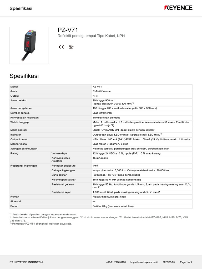 PZ-V71 Datasheet | PDF