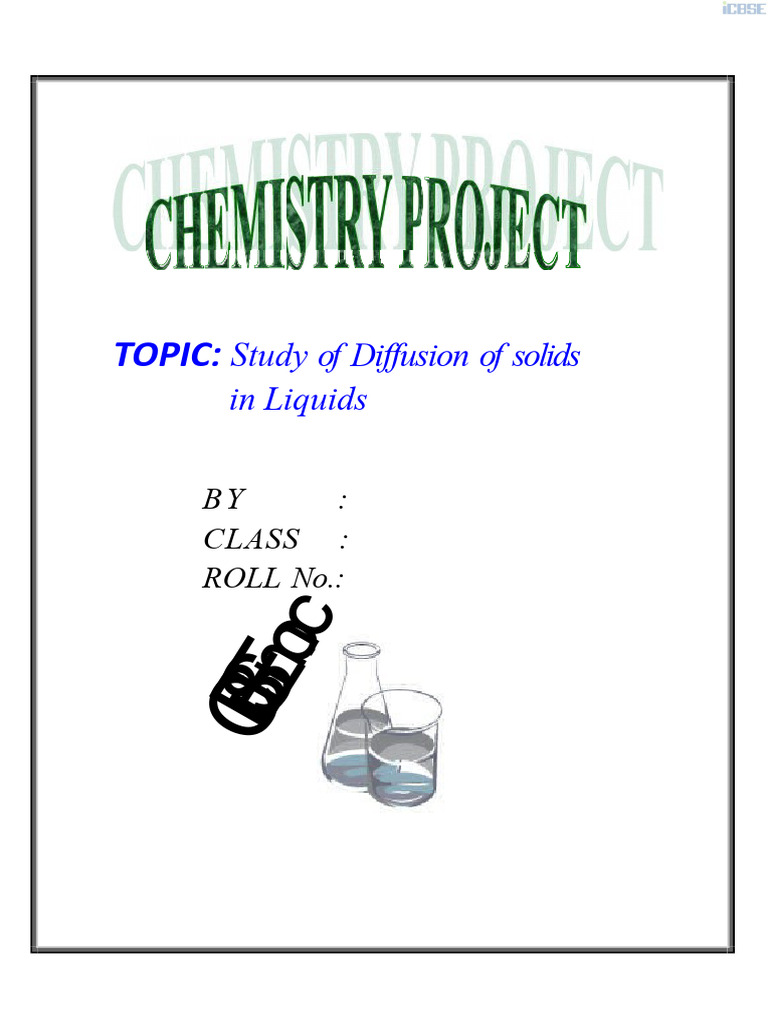 Chemistry Project On Study of Diffusion of Solids in Liquids | PDF