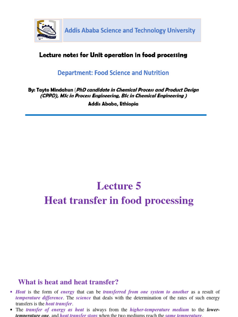 Lecture 5: Heat Transfer in Food Processing | PDF | Heat Transfer ...