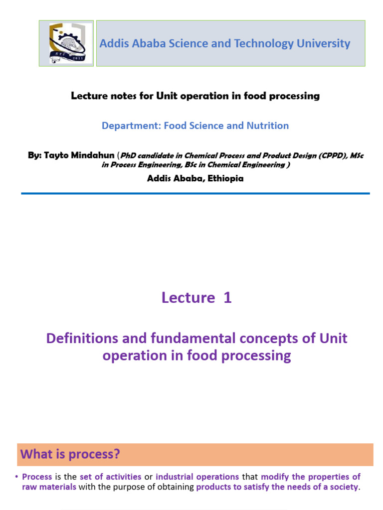 Lecture 1: Introduction To Unit Operation | PDF