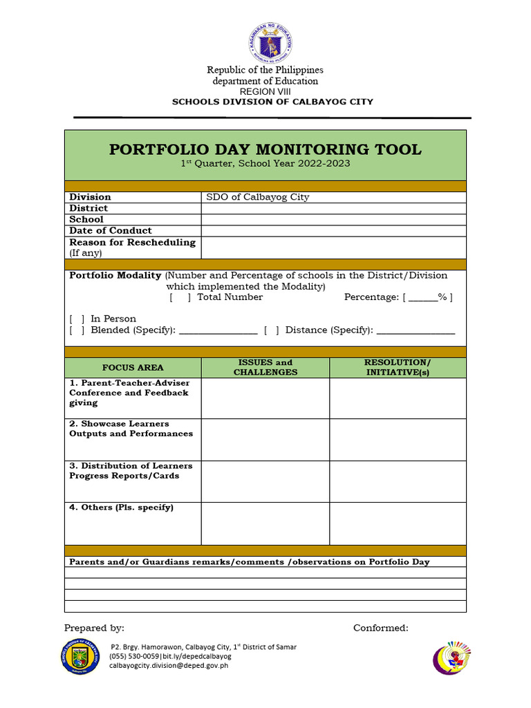 Portfolio Day Monitoring Tool | PDF