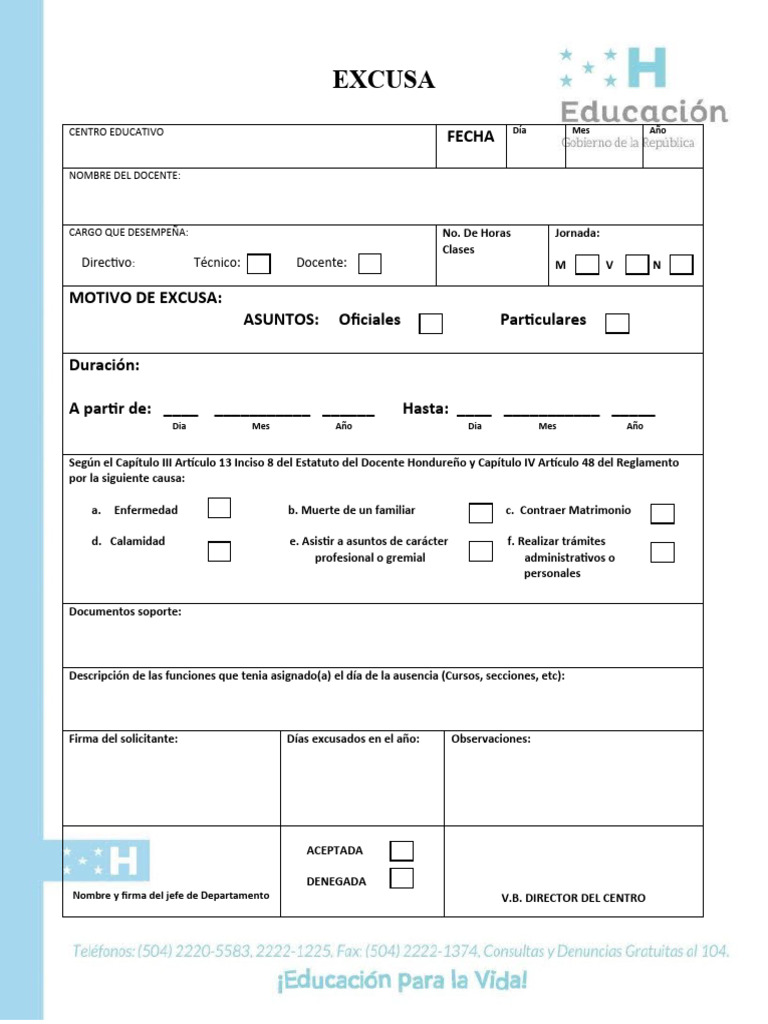 Excusas Permisos 2023 | PDF