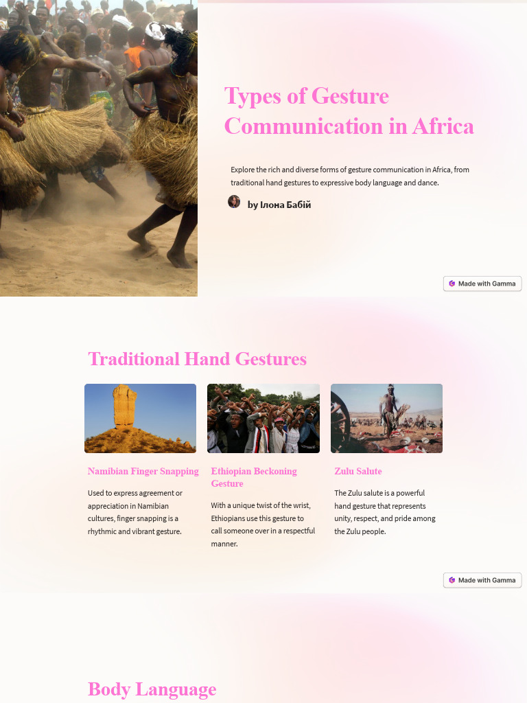 Types of Gesture Communication in Africa | PDF