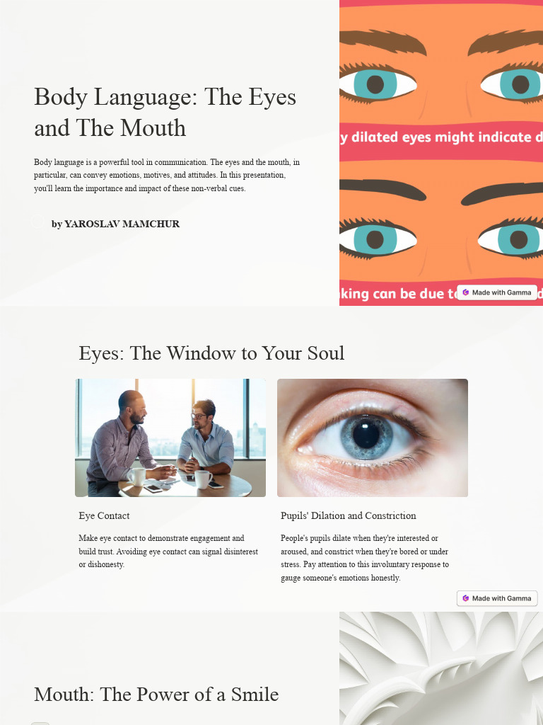 Body Language The Eyes and The Mouth | PDF