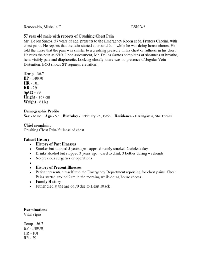 Remocaldo - Case Study - NCM 112 | PDF | Myocardial Infarction | Heart