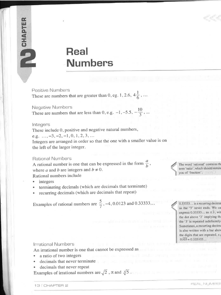 Chapter 2 Real Numbers | PDF