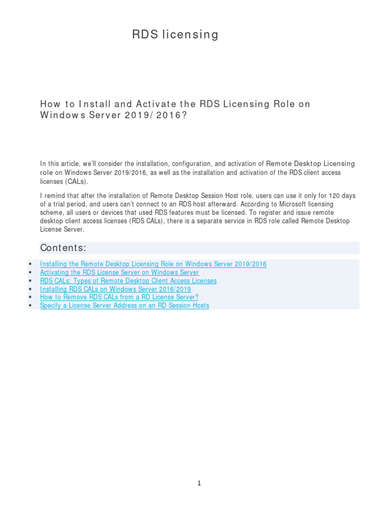 RDS Licensing | PDF | Remote Desktop Services | Desktop Virtualization