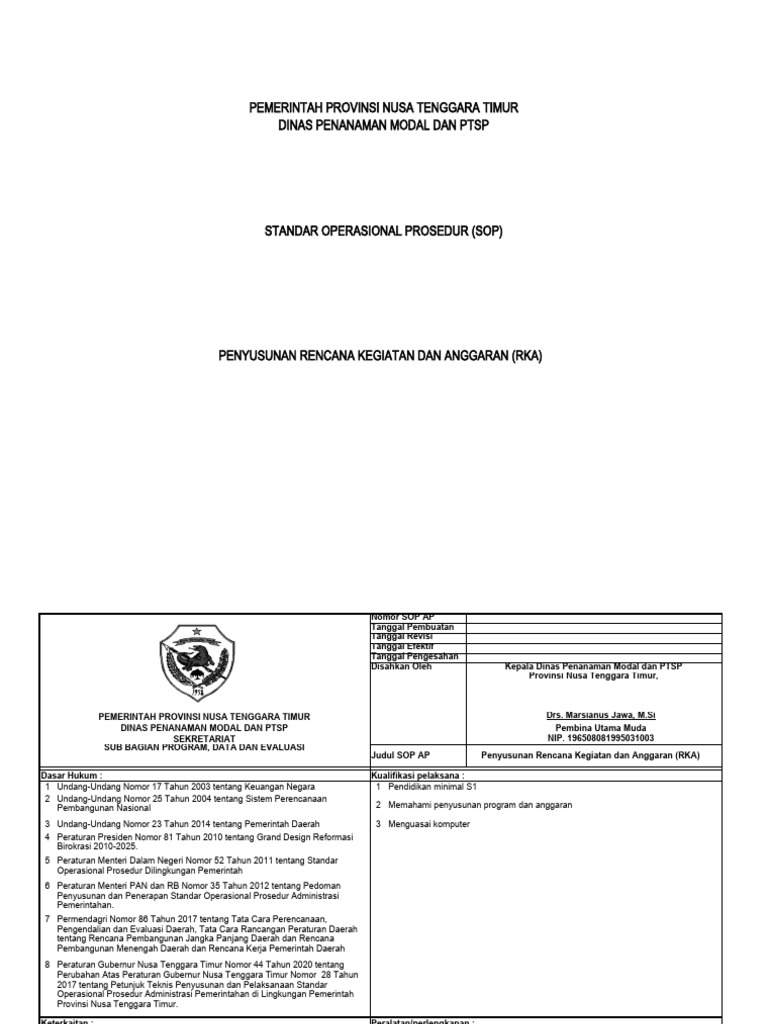 SOP Penyusunan RKA | PDF