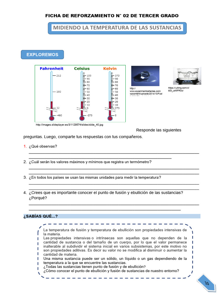 Ficha #02 | PDF | Fahrenheit | Termómetro
