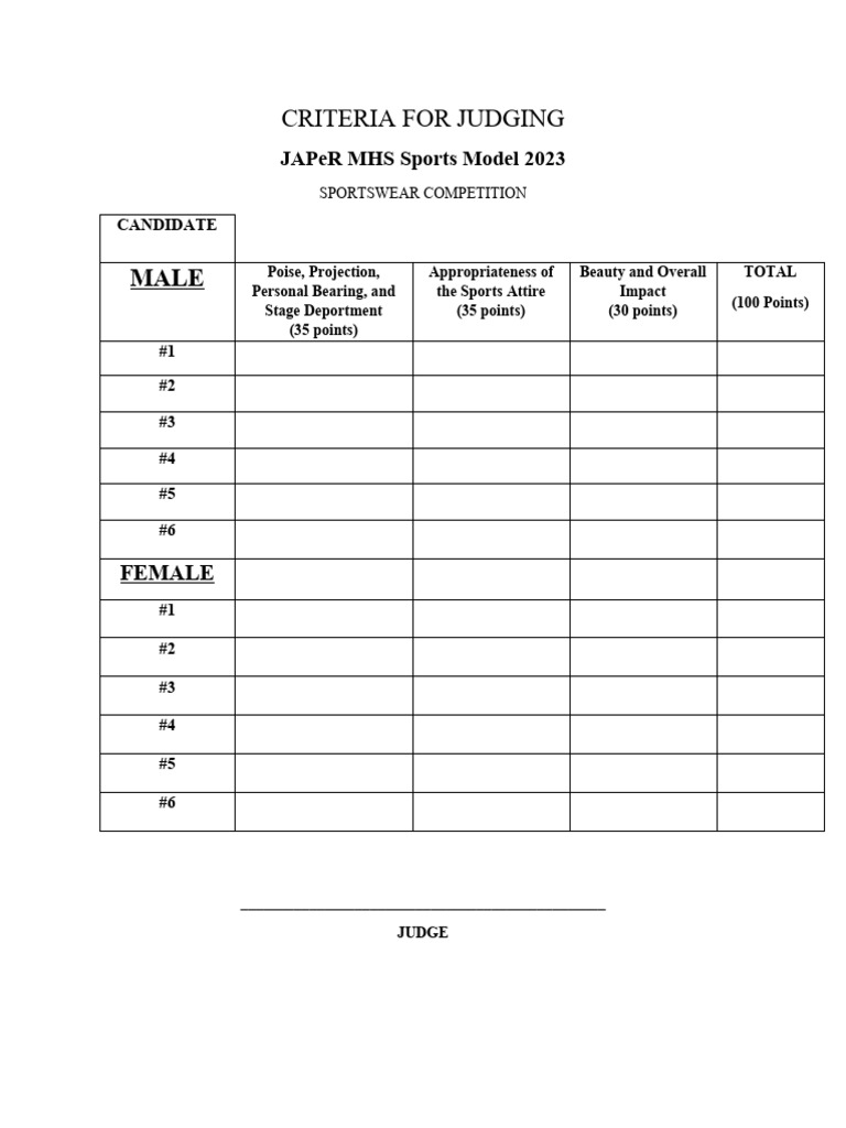 Intrams Criteria For Judging | PDF