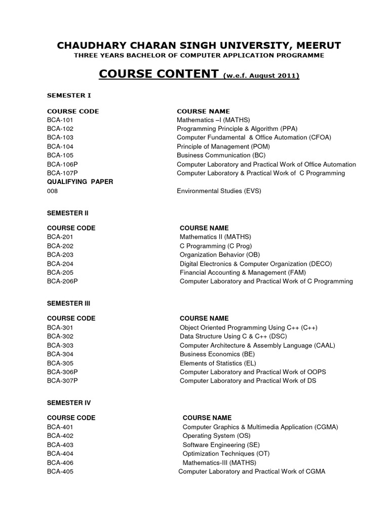 Bca SYLLABUSpdf | PDF | Function (Mathematics) | C++