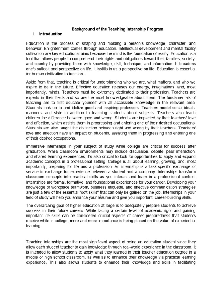 Teaching Internship Program Guide | PDF