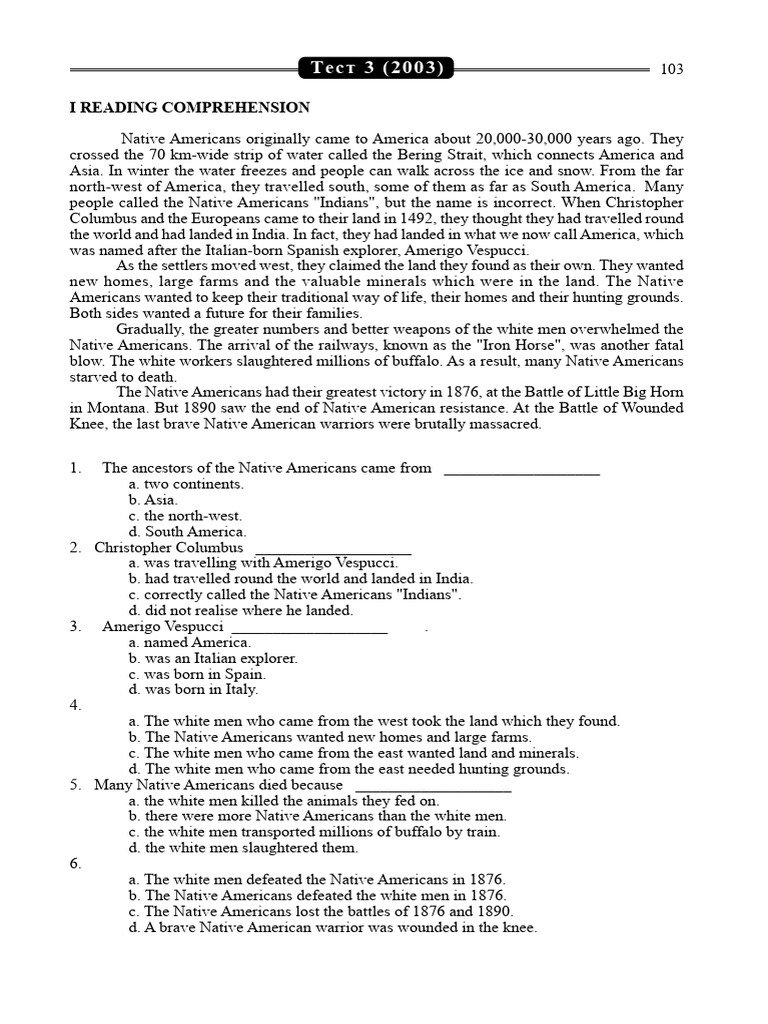 Prijemni Filoloska 2003 Test | PDF | Native Americans In The United States