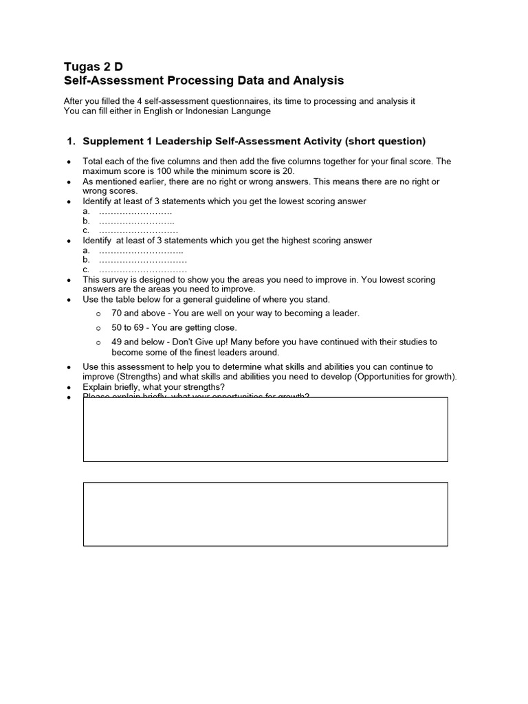 analisis self assesment | PDF