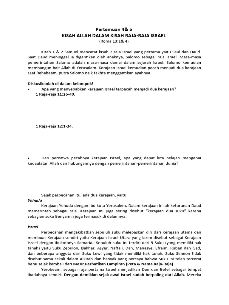 Kedaulatan Allah dalam Raja-Raja Israel | PDF | Sejarah