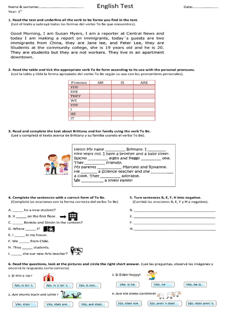 Simple Present - Verb To Be | PDF