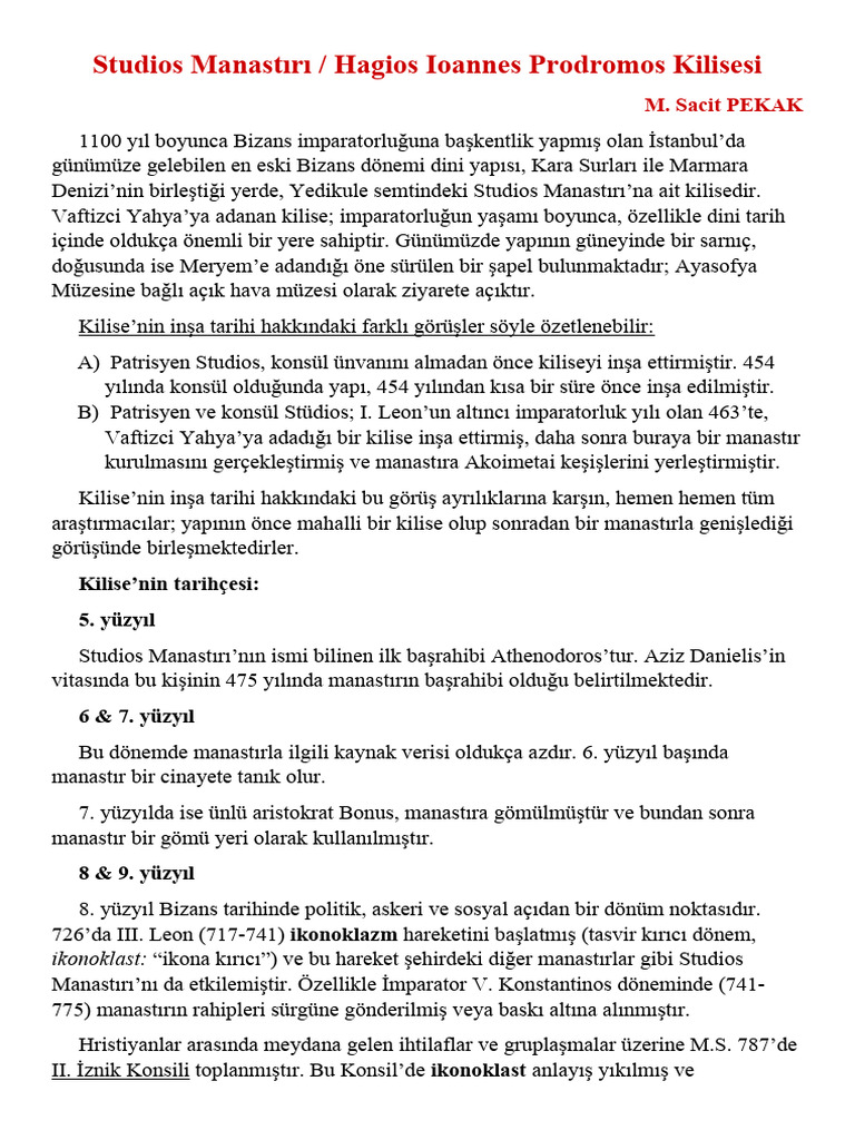 Studios Manastırı | PDF