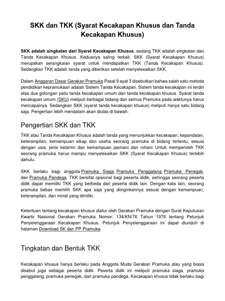 SKK Dan TKK | PDF