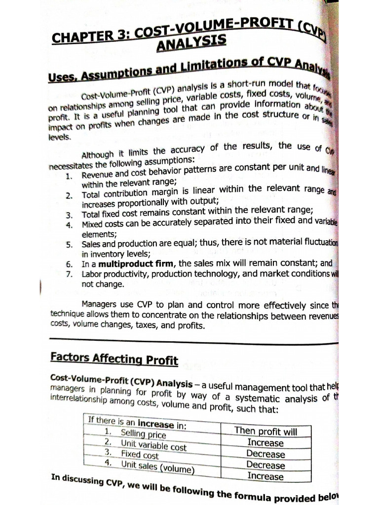 Cvp Analysis Handouts Pdf