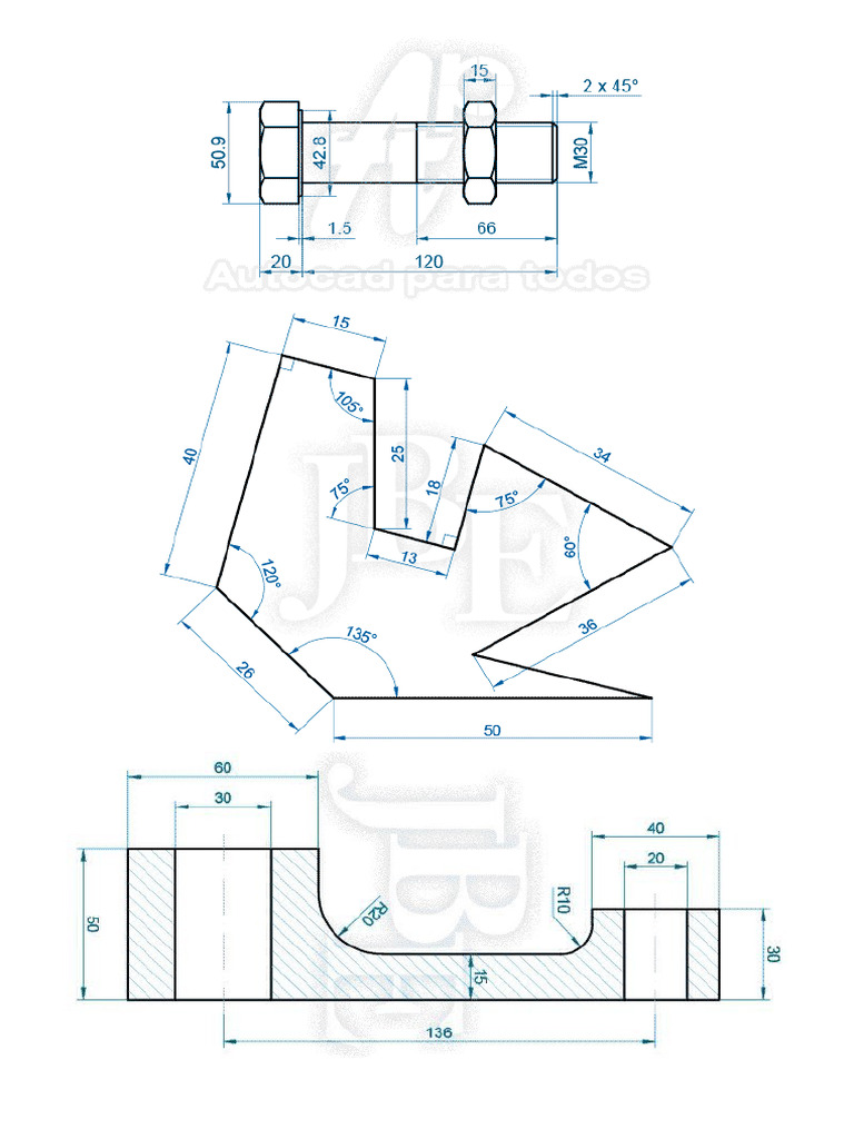 Ejercicios AutoCad 2D | PDF
