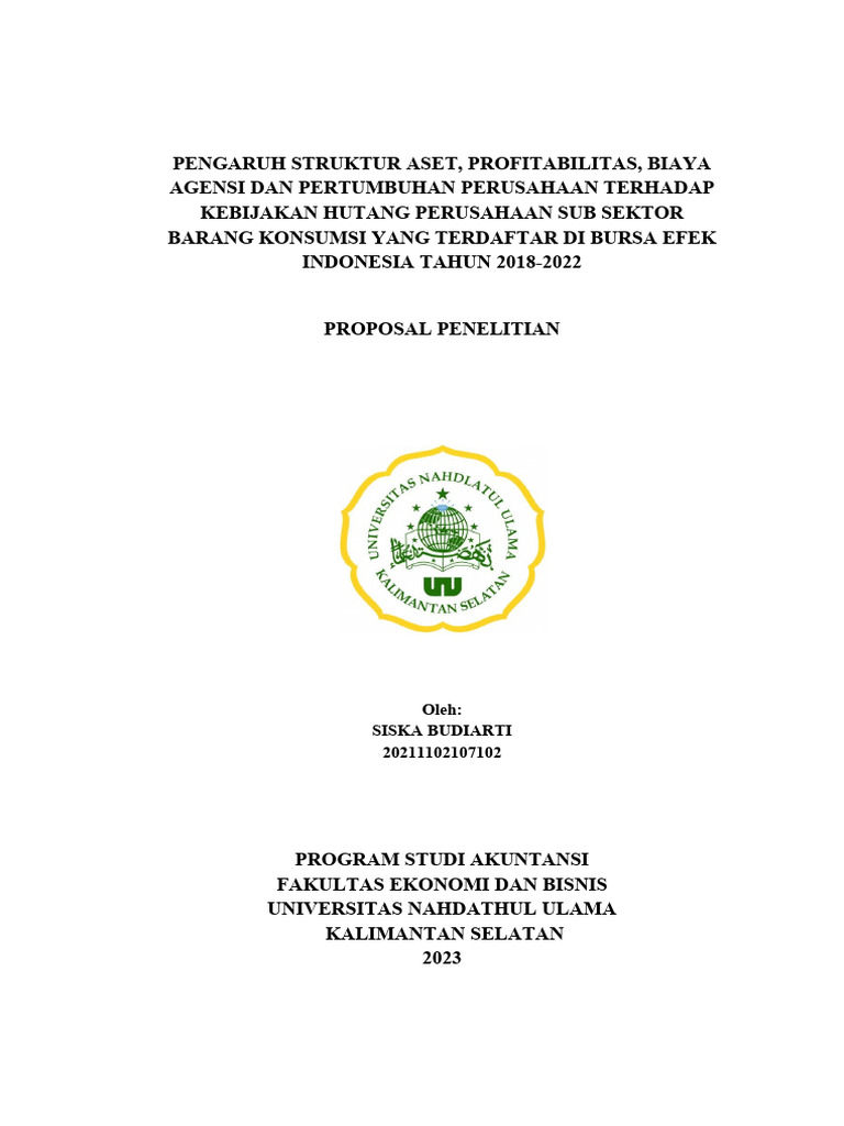 Proposal Penelitian Akuntansi 2023 | PDF | Pengelolaan Keuangan & Uang