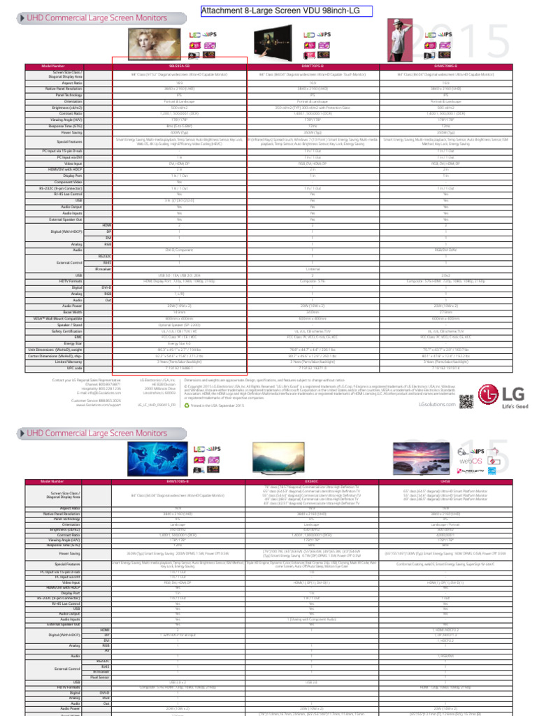 Attachment 8-Large Screen VDU 98inch-LG-ok | PDF | Hdmi | Computer Monitor
