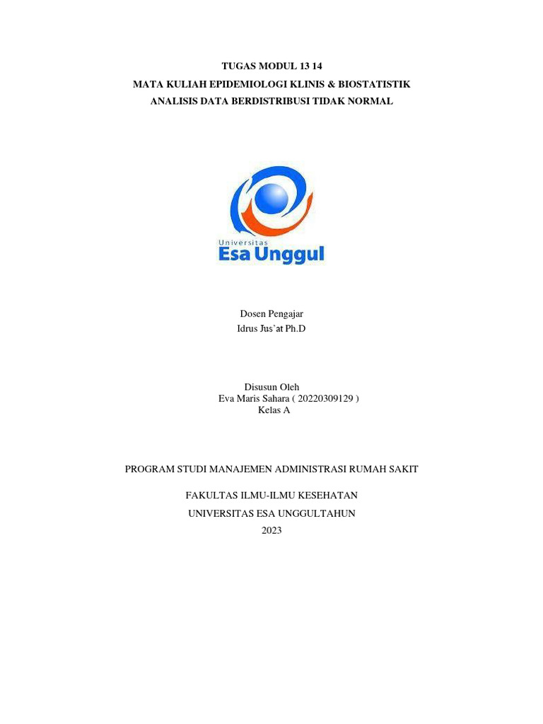 Tugas 13 14 EPID Eva Maris Sahara 20220309129 PDF | PDF