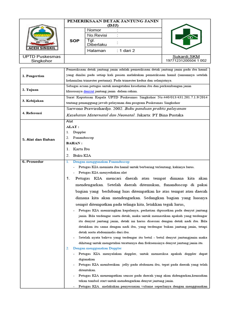 Sop-Pemeriksaan DJJ | PDF