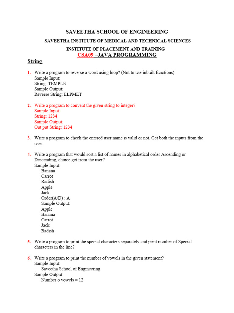 Csa09 Programming In Java Easy Pdf Parameter Computer Programming