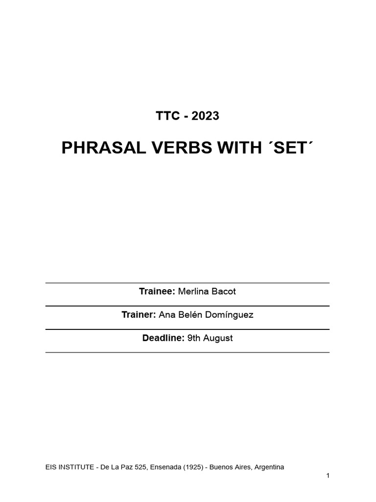 Set Phrasal Verb | PDF