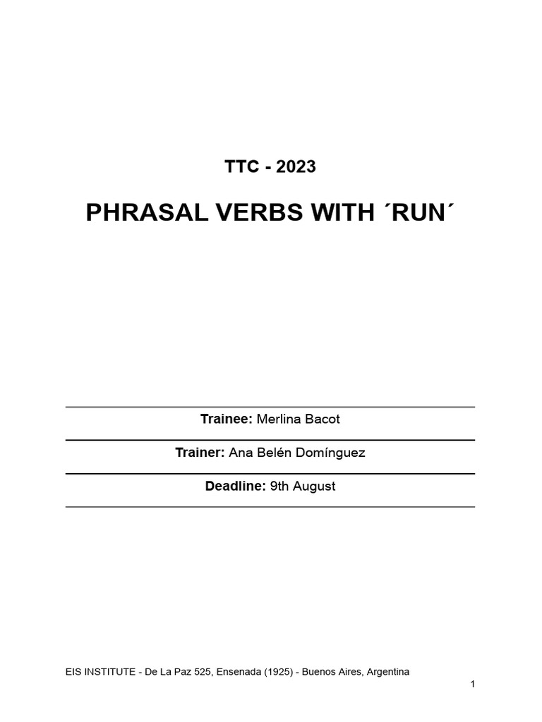 Run Phrasal Verb | PDF