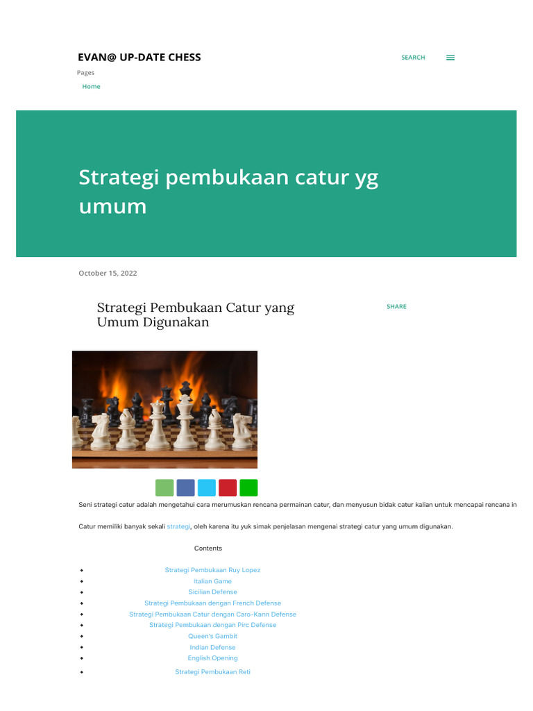 Strategi Pembukaan Catur Yg Umum | PDF
