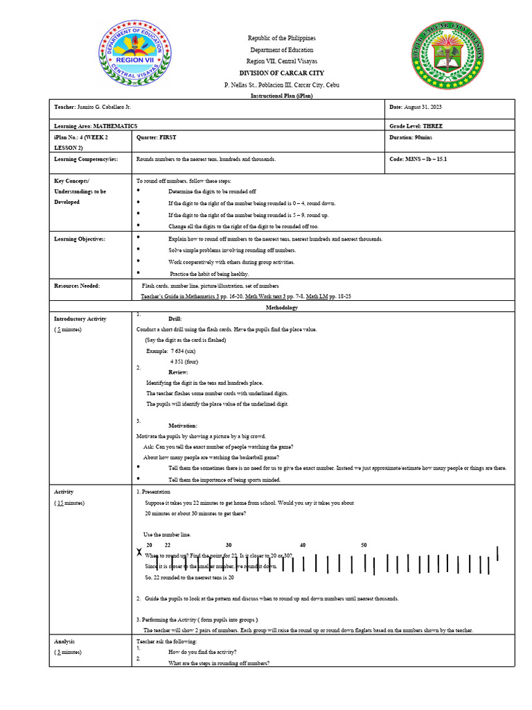 Iplan Math3 Quarter1 Week2 Lesson1 | PDF | Numbers | Cognition