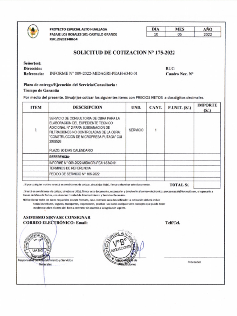 Solicitud de Cotizacion PDF | PDF