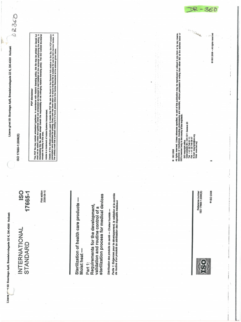 ISO 17665-1 Sterilization of Health Care Products - Moist Heat. Part 1 ...