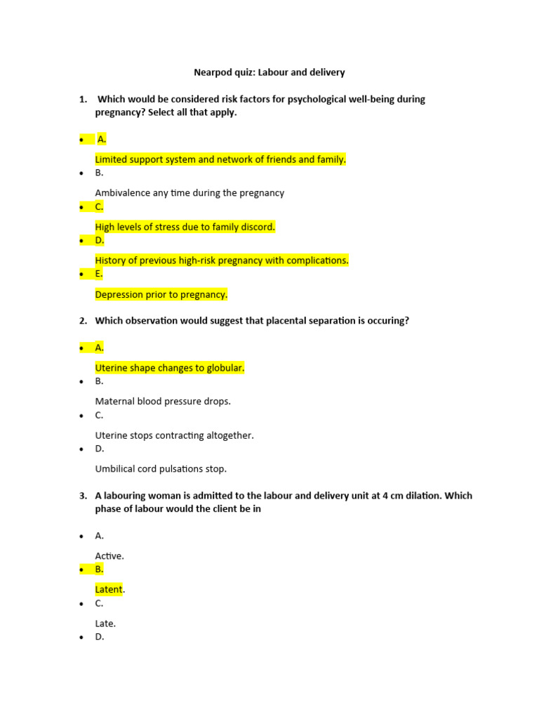 Nearpod Quiz 2 | PDF | Wellness