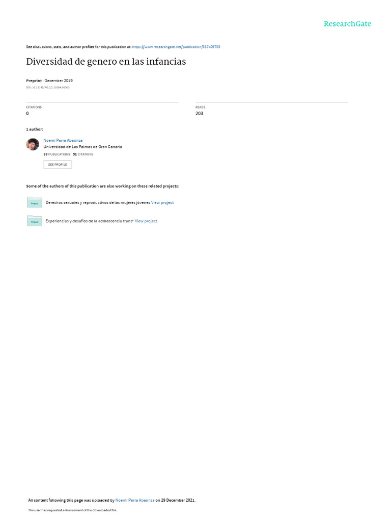 Noemi Parra. Diversidad de Genero Infancias Trans | PDF