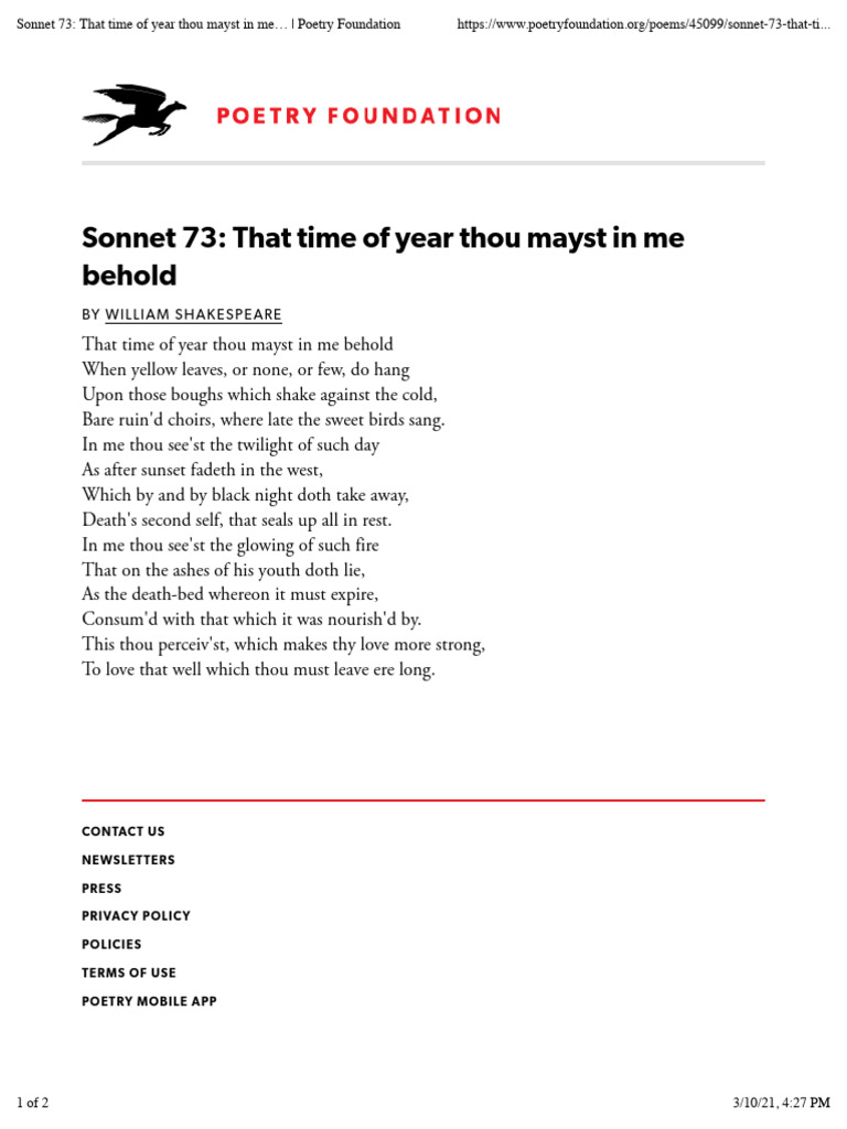 Bill Shakes Sonnet 73 | PDF