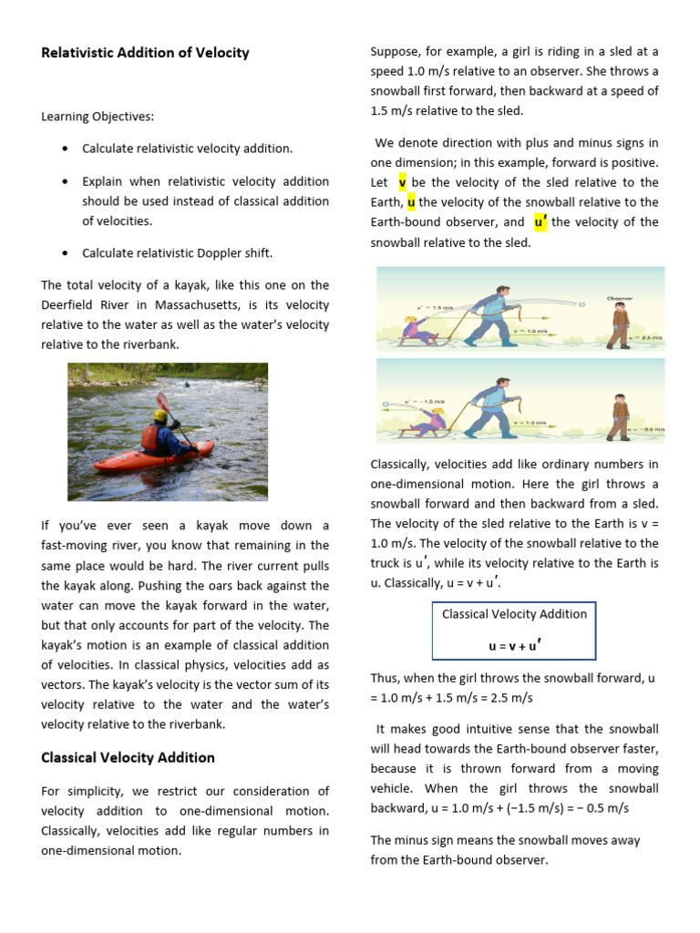 L2 - Relativistic Velocity Addition | PDF
