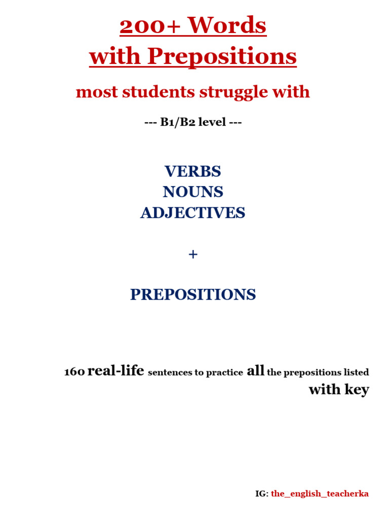 200+ Words With Prepositions | PDF