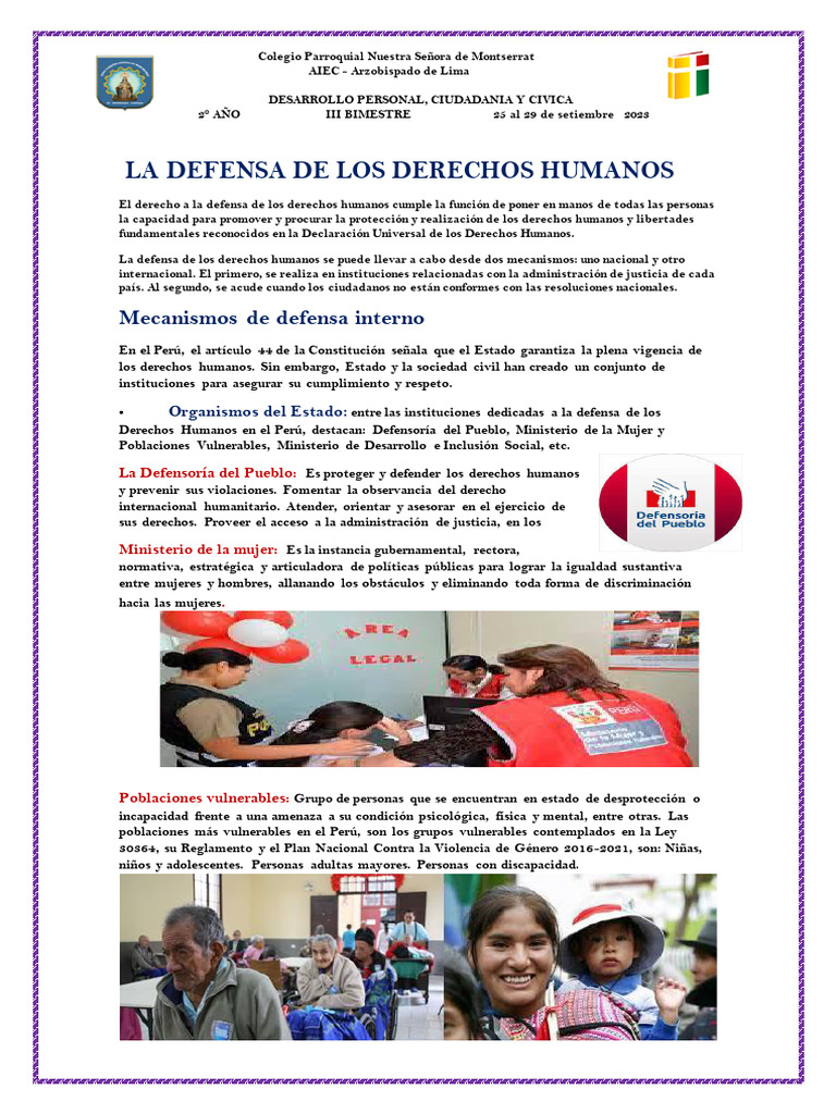 2 Ano DPCC TEMA 20 Defenza de Los Derechos | PDF