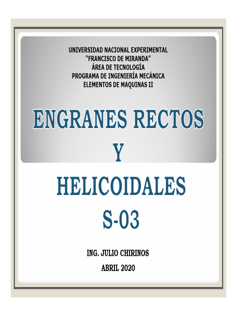 Tema I. Engranes Rectos y Helicoidales S-03 | PDF | Engranaje