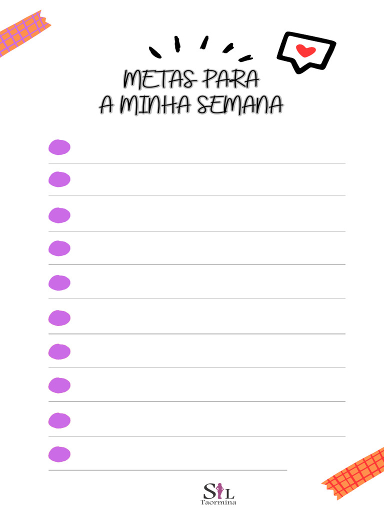 Lista de Metas para A Minha Semana e Perguntas Poderosas | PDF