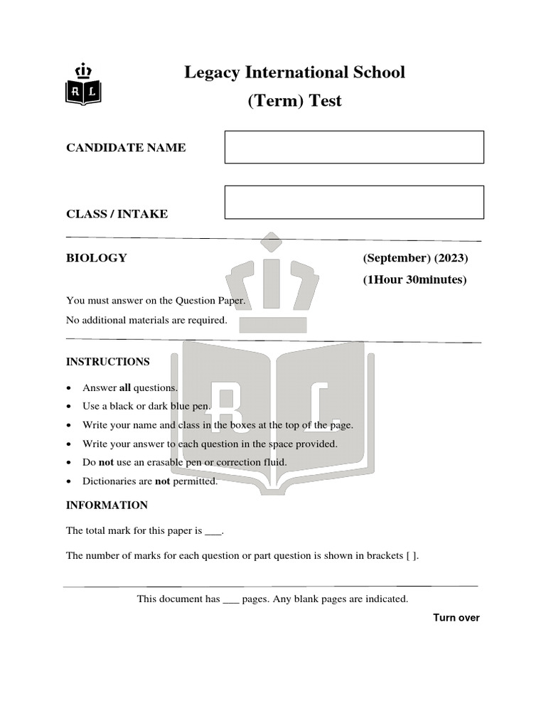 Pre - IGCSE (0.13) - Biology - Term Test | PDF | Flowers | Botany