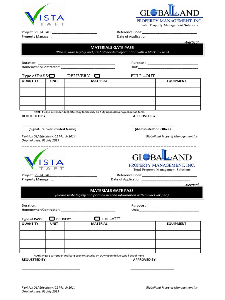 Materials Gate Pass | PDF