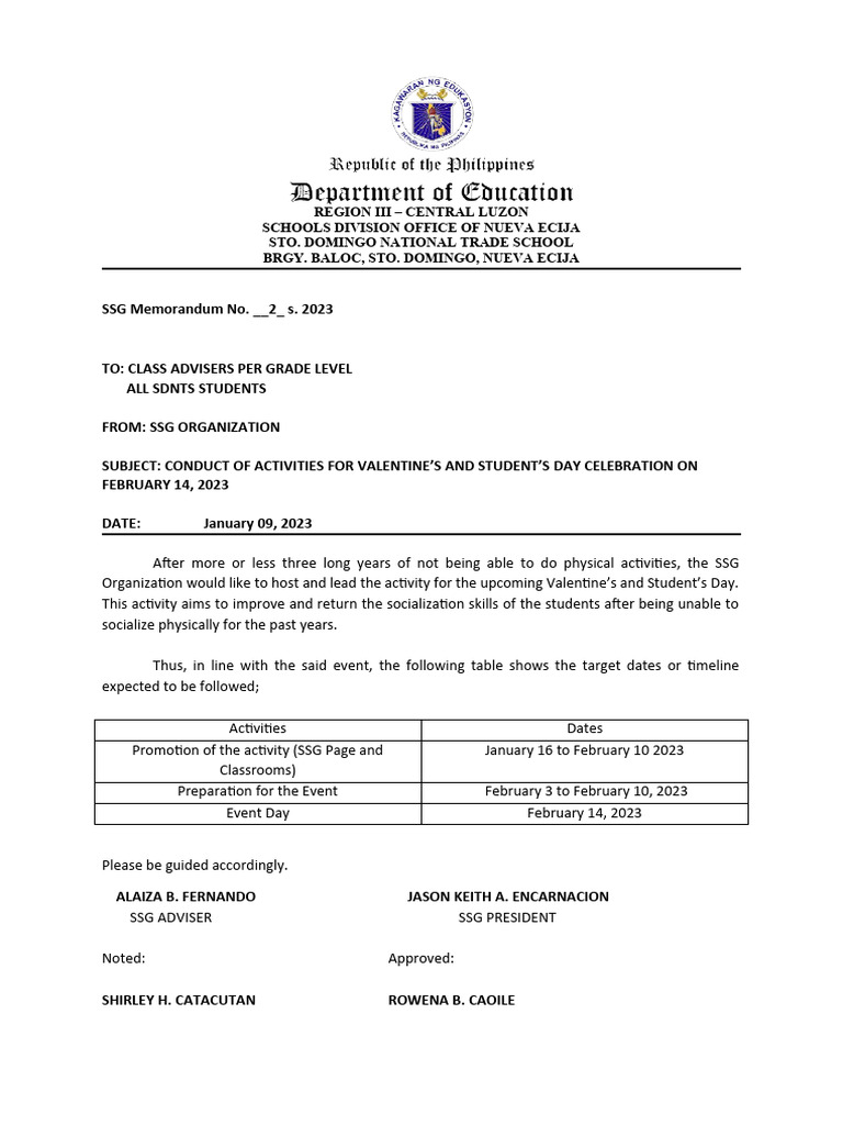 Memo For Valentines Day Activity | PDF
